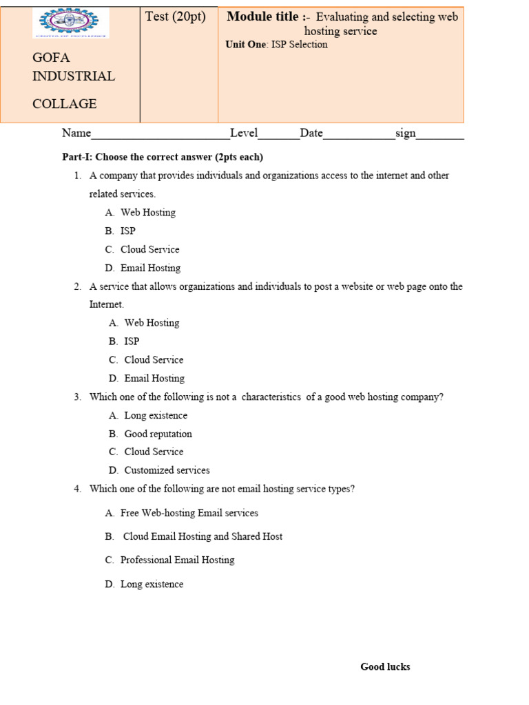 Wddba Evalut Test One | PDF
