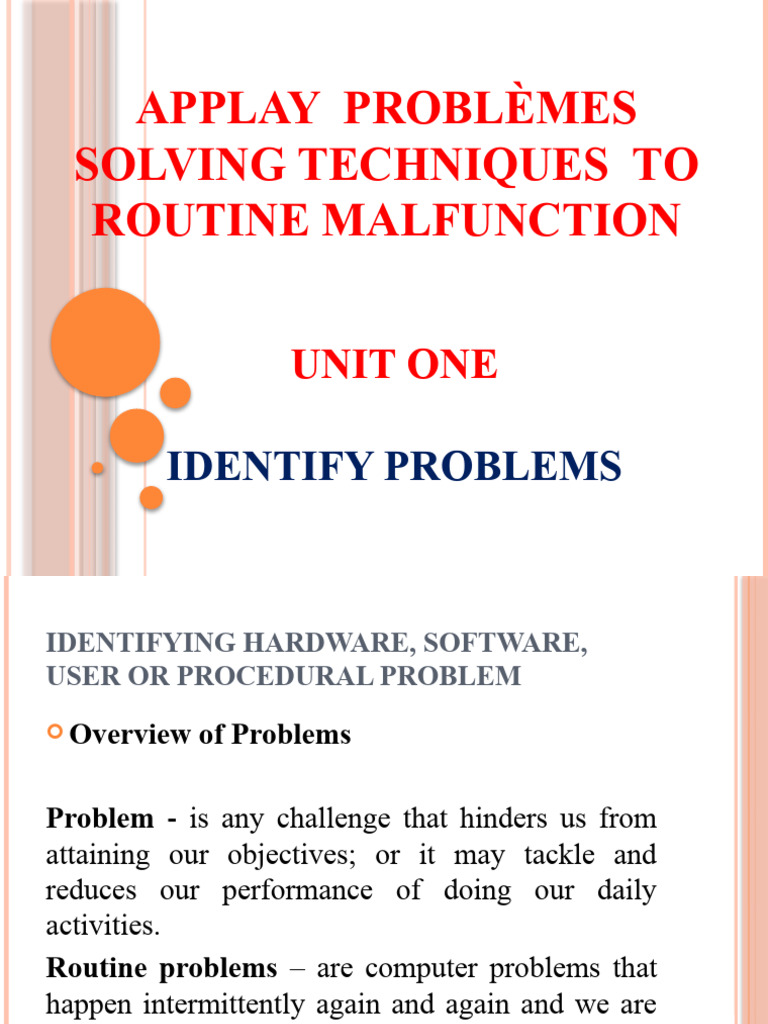 Applay Problèmes Solving Unit One | PDF | Troubleshooting | Computer Hardware