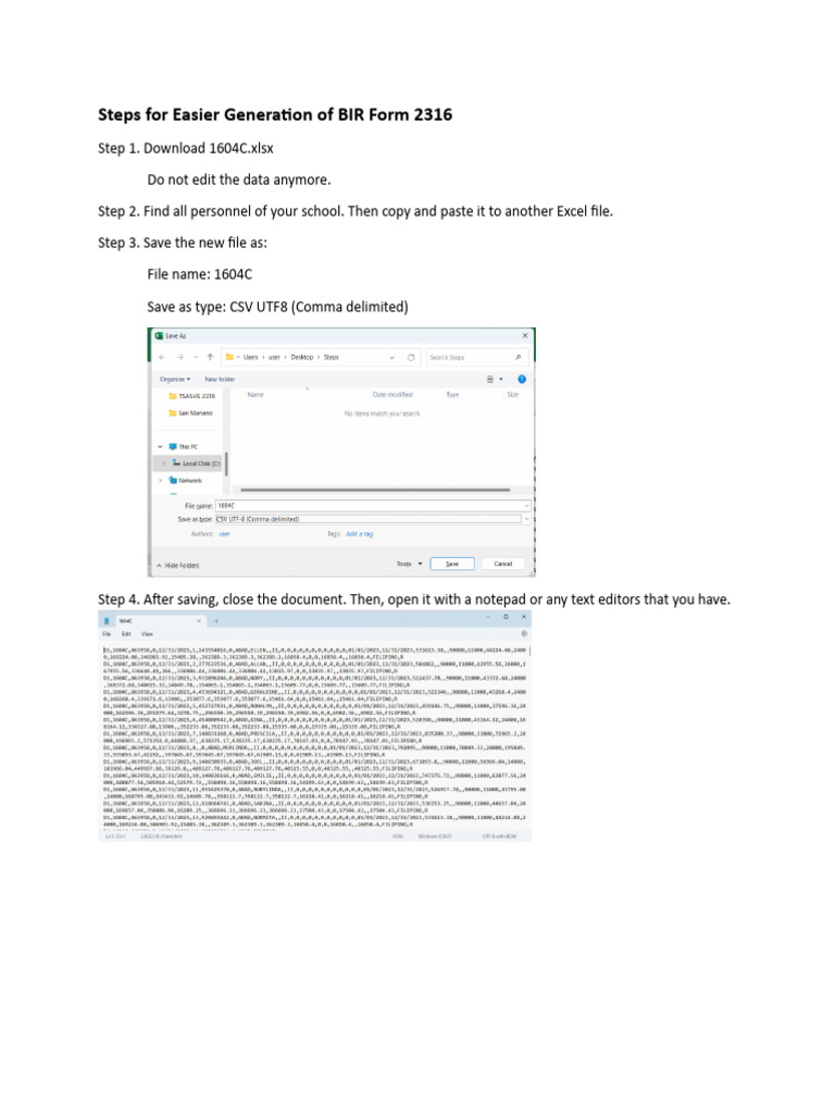Steps For Easier Generation of BIR Form 2316 | PDF | Business | Computers