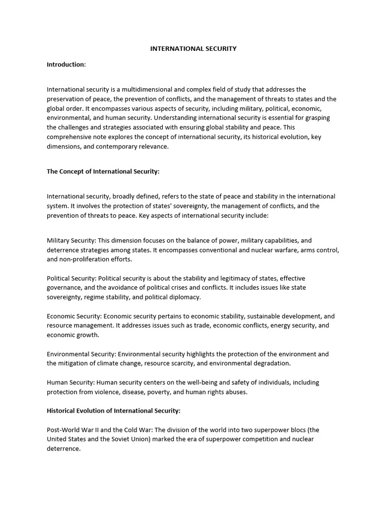 International Security | PDF | International Security | International Relations