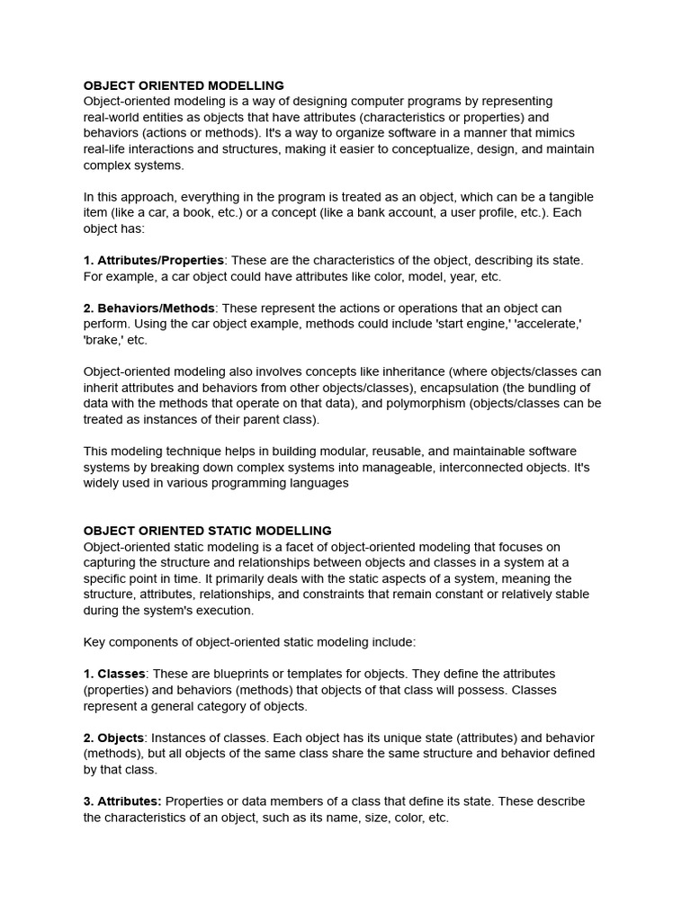 Object Oriented Modelling | PDF | Object (Computer Science) | Class ...