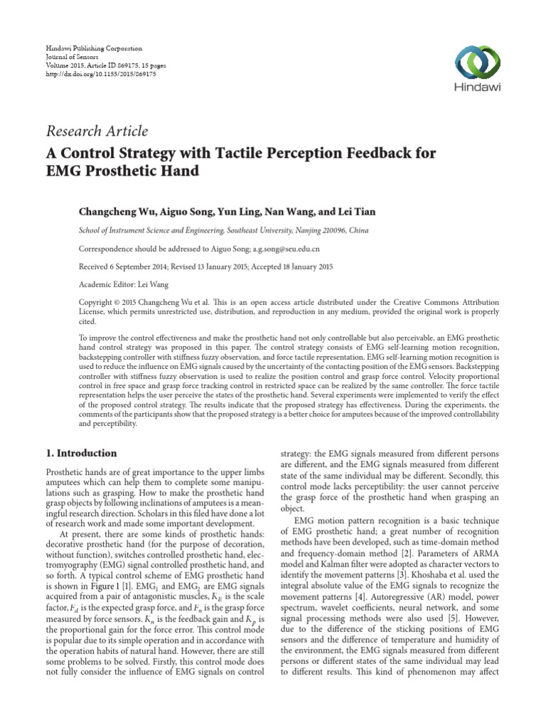 A Control Strategy With Tactile Perception Feedback For EMG | PDF ...