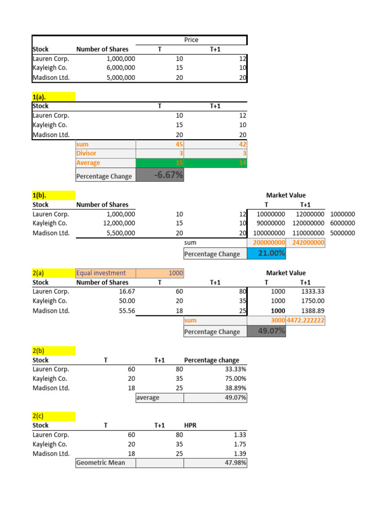 Index Calculation | PDF | Stocks | Mean