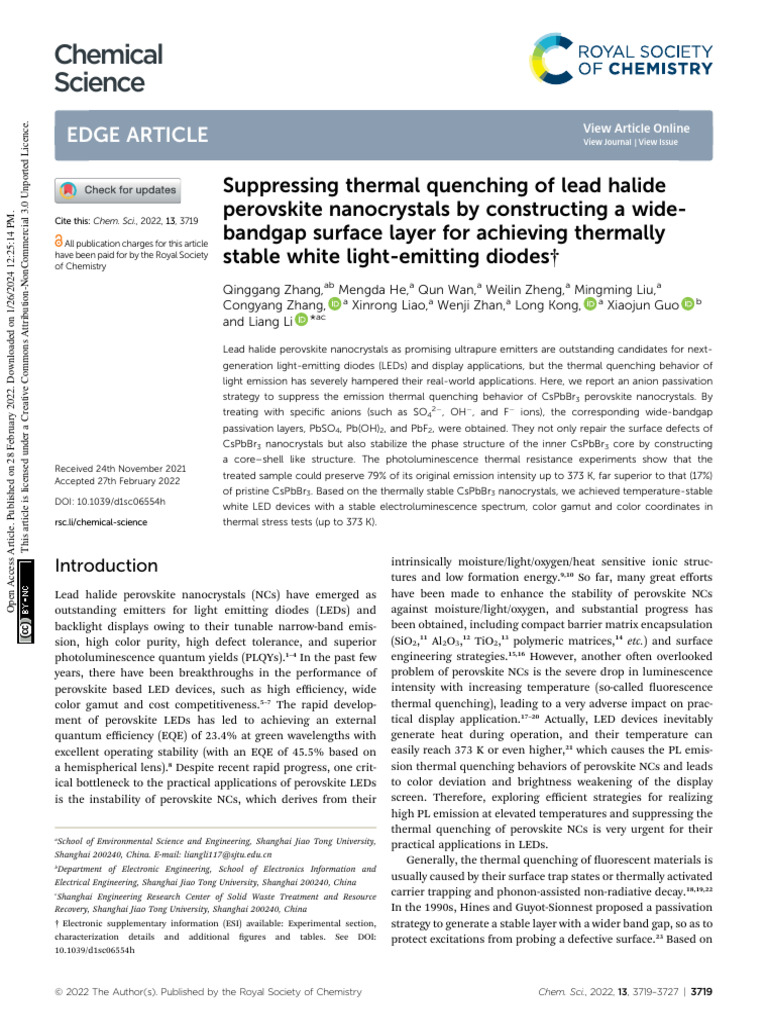 Chemical Science: Edge Article | PDF | Light Emitting Diode | Ion