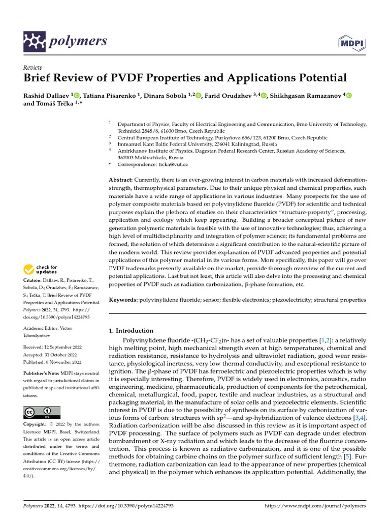 Brief Review of PVDF Properties and Applications Potential | PDF ...