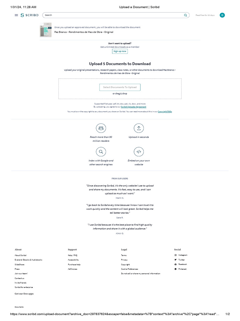 Upload 5 Documents To Download: Paz Branco - Rendimentos de Mao de Obra - Original | PDF ...