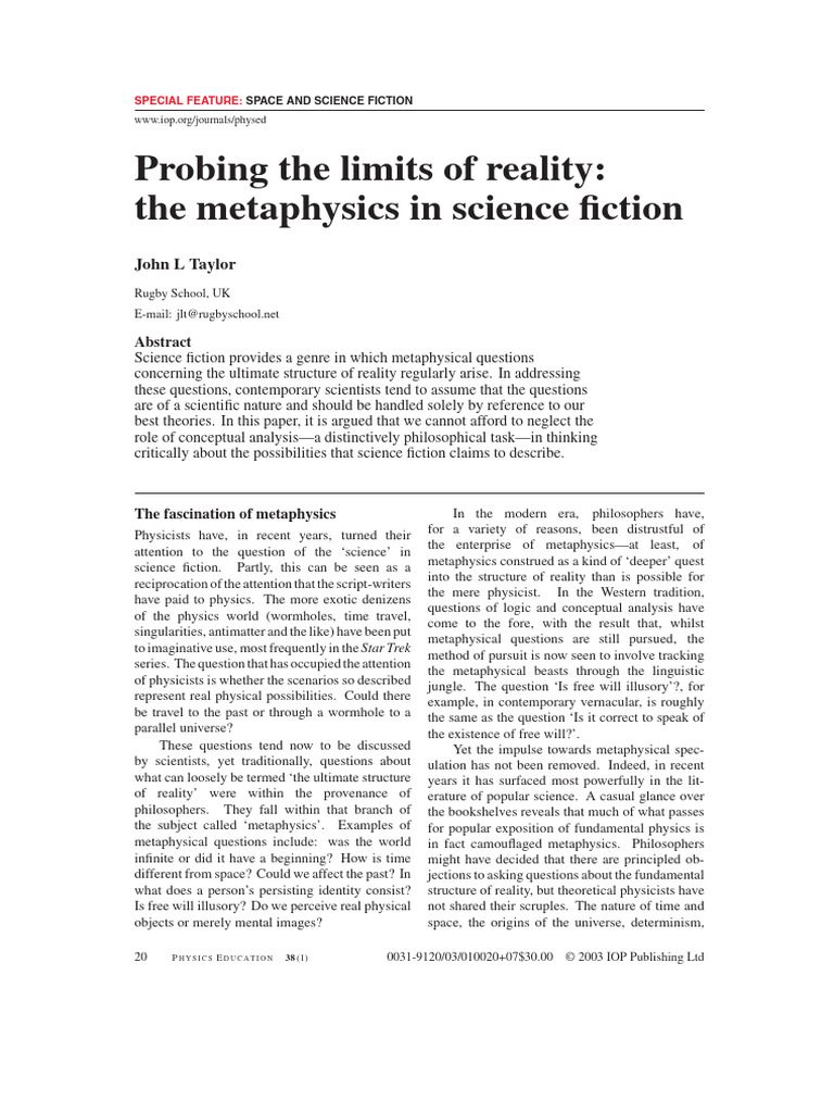 (PE) (Taylor) Probing The Limits of Reality - The Metaphysics in ... (PE) (Taylor) Probing The Limits of Reality - The Metaphysics in ...