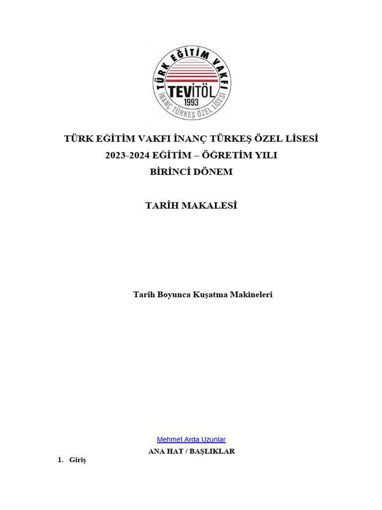 Kuşatma Makinelerinin Tarihe Etkileri Ve Gelişimleri | PDF