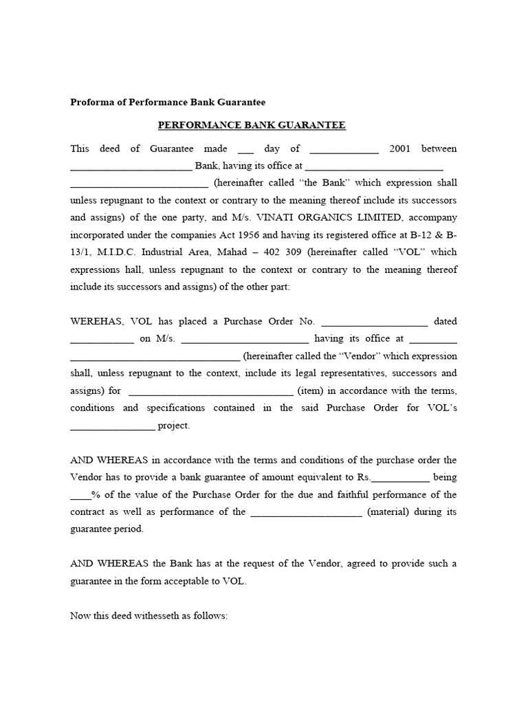 PBG Format | PDF | Guarantee | Indemnity