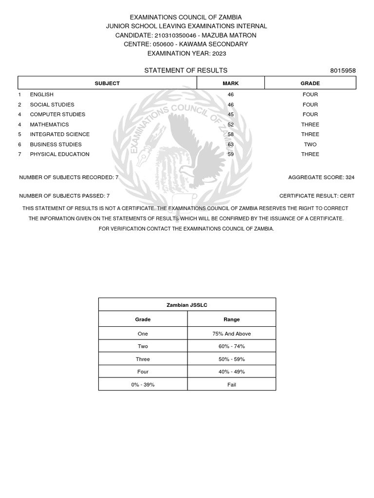 Statement of Results | PDF