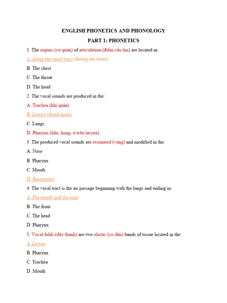Phonetics Multiple Choice | PDF | Syllable | Consonant