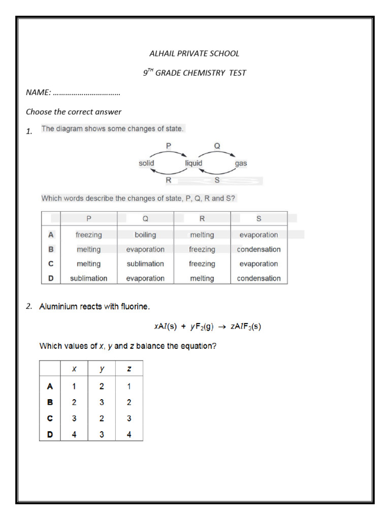 GRADE 9 ADMISSION TEST I | PDF | Technology & Engineering