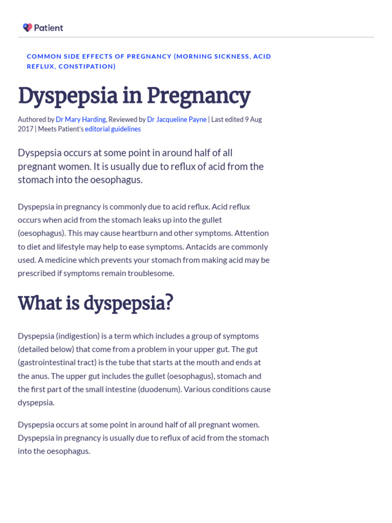 Dyspepsia (Indigestion) in Pregnancy - Pregnancy Problems - Pati | PDF