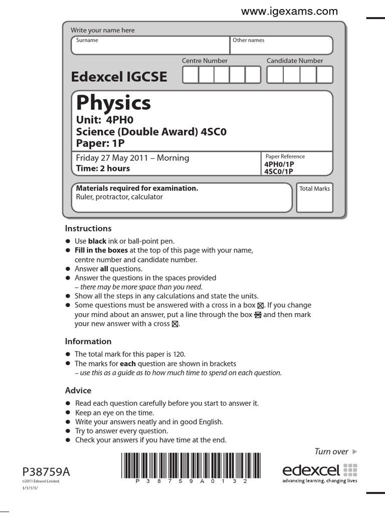 June 2011 QP - Paper 1P Edexcel Physics IGCSE | PDF | Electromagnetic ...