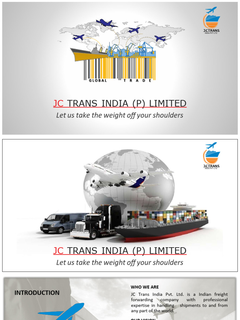 Jc-Trans-India-P-Limited Profile | PDF | Cargo | Logistics