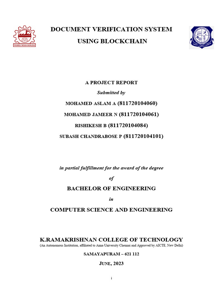 Document Verification System Using Blockchain: Submitted by | PDF | Bitcoin | Public Key ...