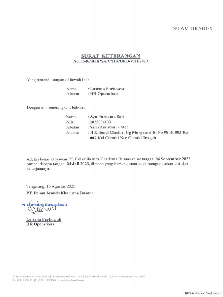 Paklaring Ayu Purnamaa Sari | PDF