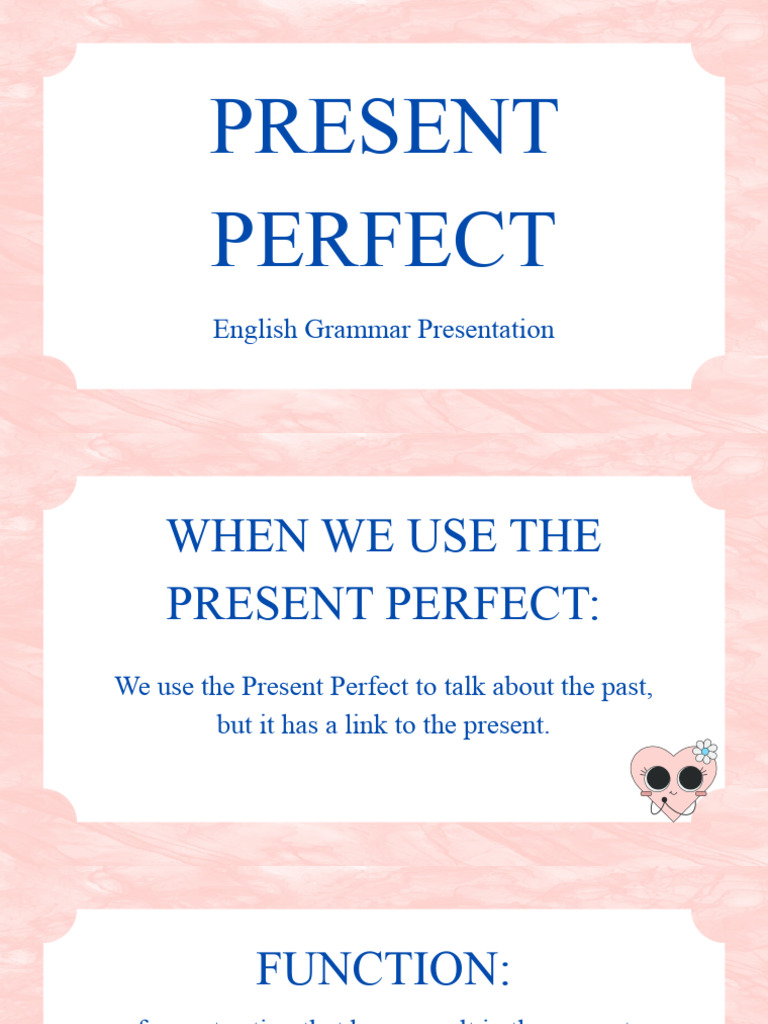 Pink Simple Present Perfect English Grammar Presentation | PDF