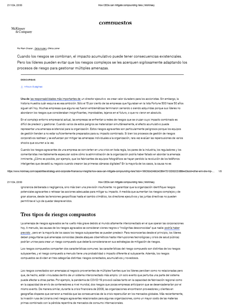 How CEOs Can Mitigate Compounding Risks - McKinsey | PDF | Riesgo ...