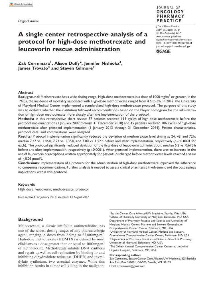 Cerminara Et Al 2017 A Single Center Retrospective Analysis Of A Protocol For High Dose
