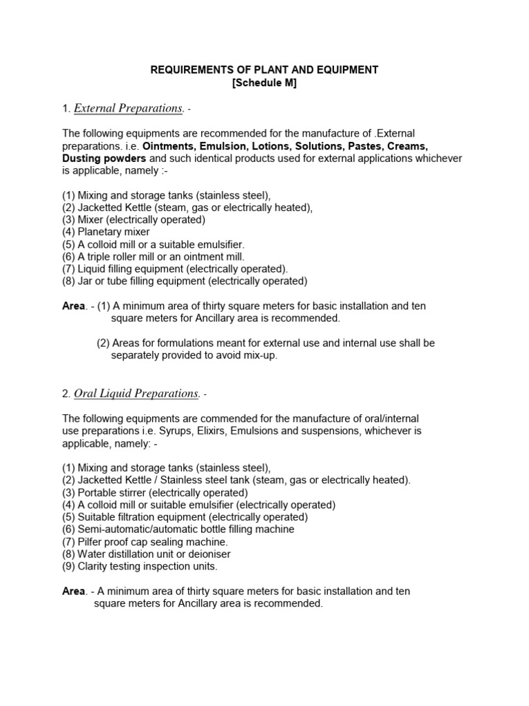 Equipment Requirements for Vitrallae Production | PDF | Tablet ...