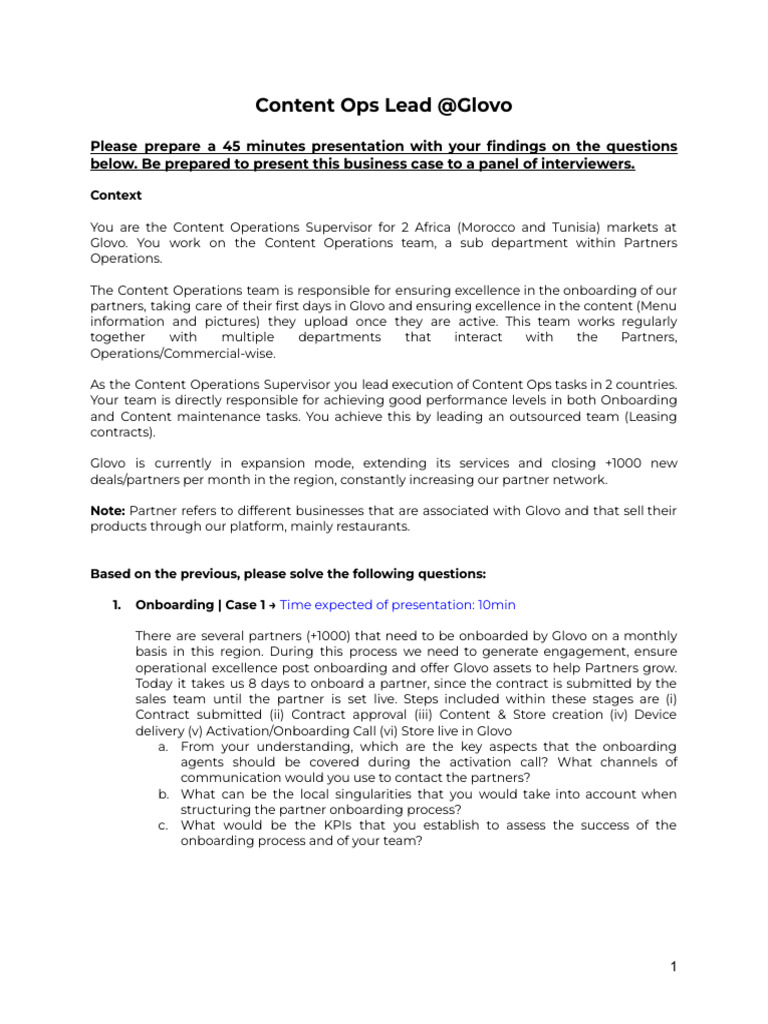 Ma Glovo Business Case Download Free Pdf Information Technology