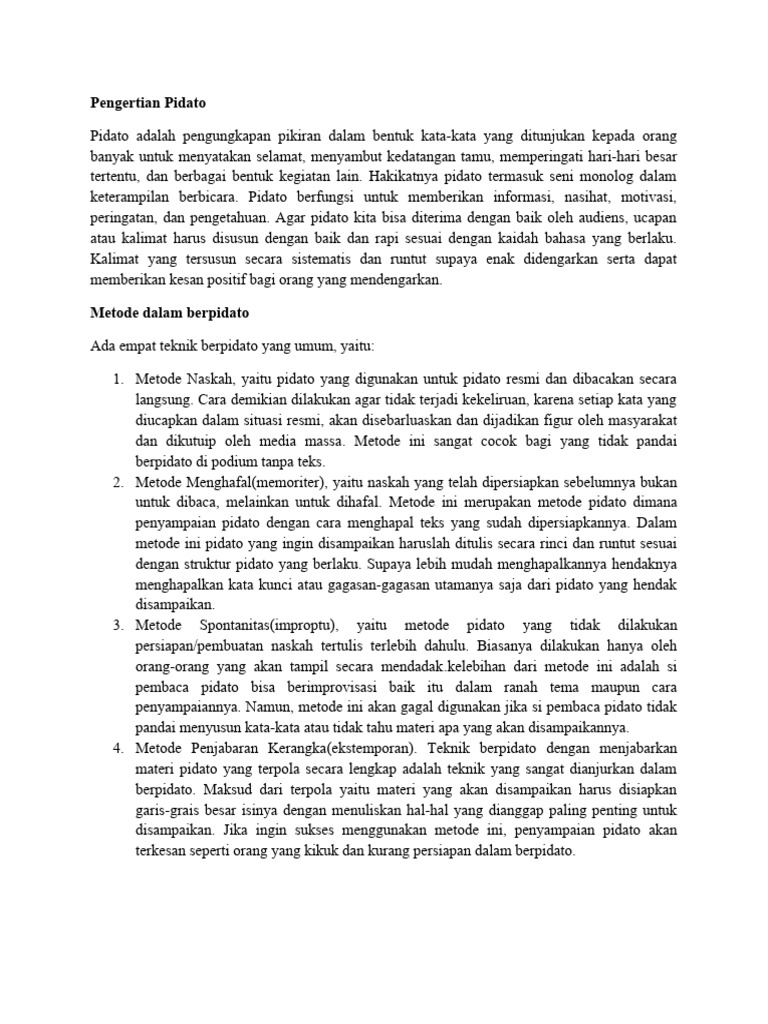Teknik dan Ciri Pidato Efektif | PDF
