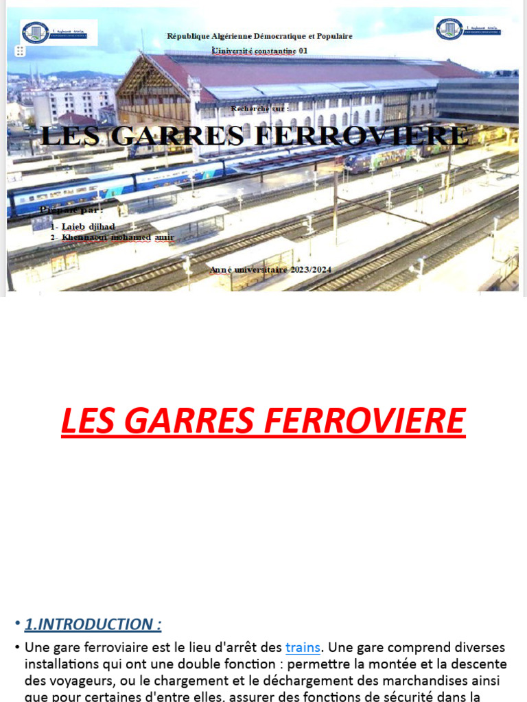 Types et fonctions des gares ferroviaires | PDF | Gare ferroviaire ...