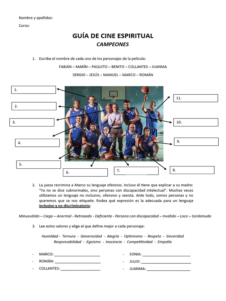 Guía de Cine Espiritual: "Campeones" | PDF | Juegos y actividades