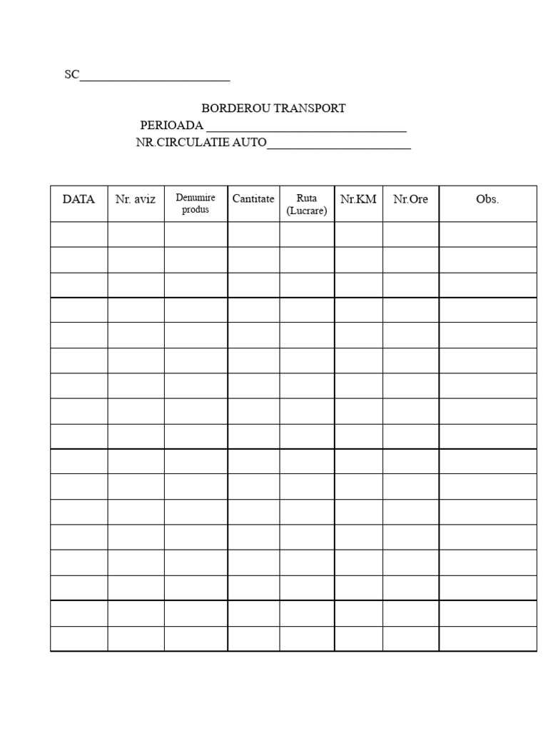 Borderou Transport | PDF