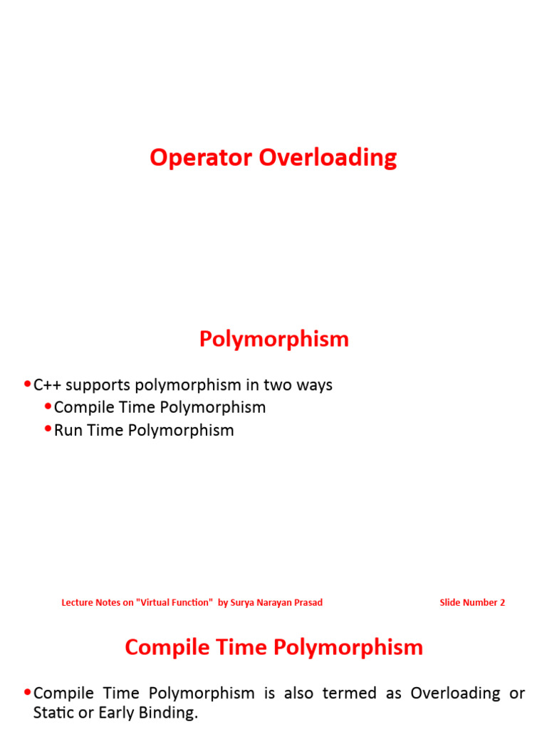 Operator Overloading - 113926 | PDF | C++ | Parameter (Computer ... Operator Overloading - 113926 | PDF | C++ | Parameter (Computer ...