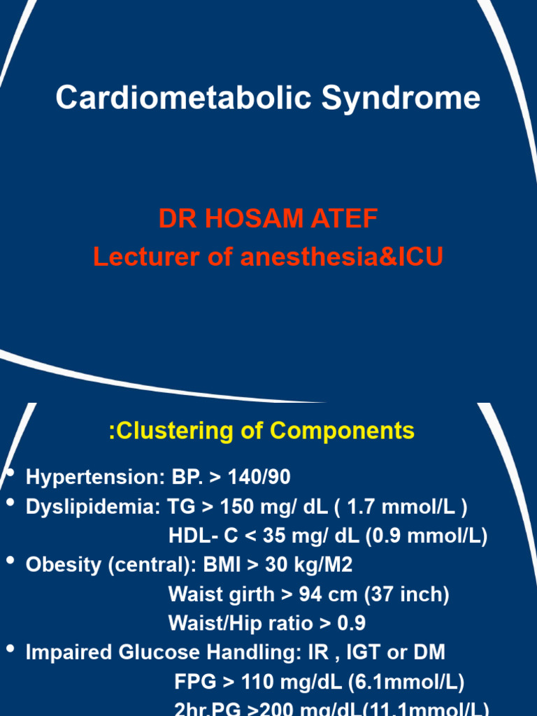 Cardiometabolic syndrome-HOSSAM | PDF | Metabolic Syndrome | Abdominal ...