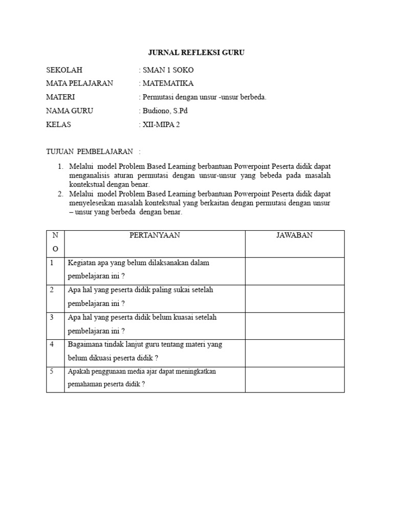 3.refleksi Guru Dan Siswa | PDF