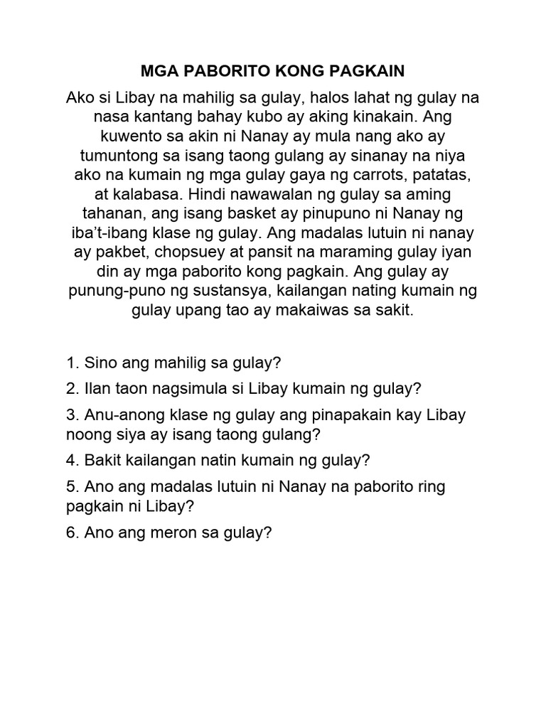 Mga Paborito Kong Pagkain | PDF
