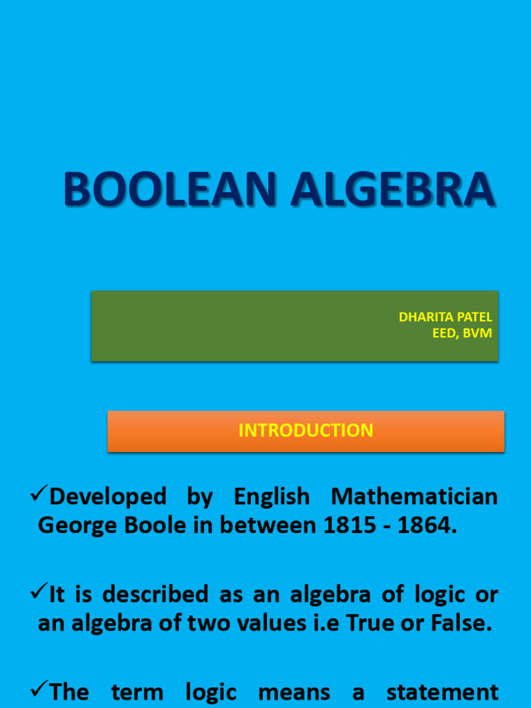 Boolean Algebra | PDF | Boolean Algebra | Teaching Mathematics Boolean Algebra | PDF | Boolean Algebra | Teaching Mathematics