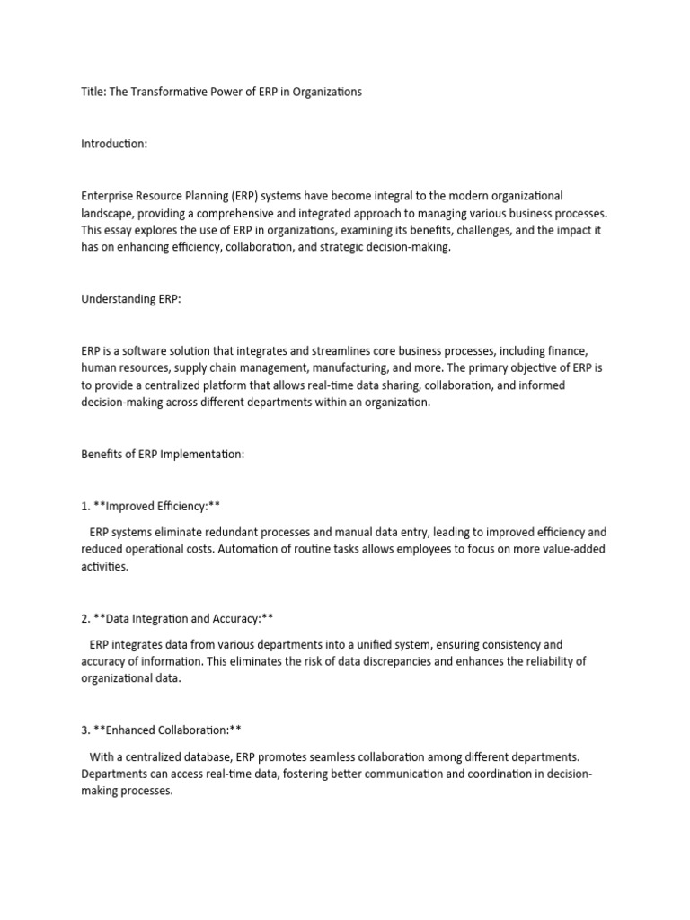 ERP | PDF | Enterprise Resource Planning | Business Process