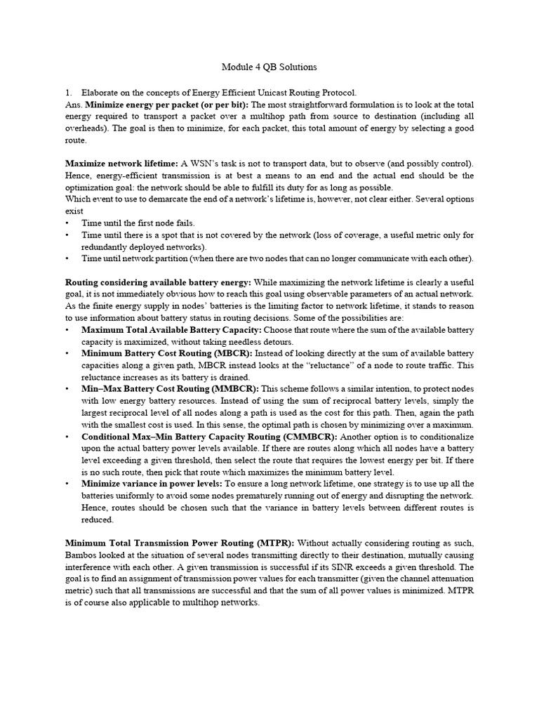 Module 4 QB Solutions | PDF | Routing | Computer Network