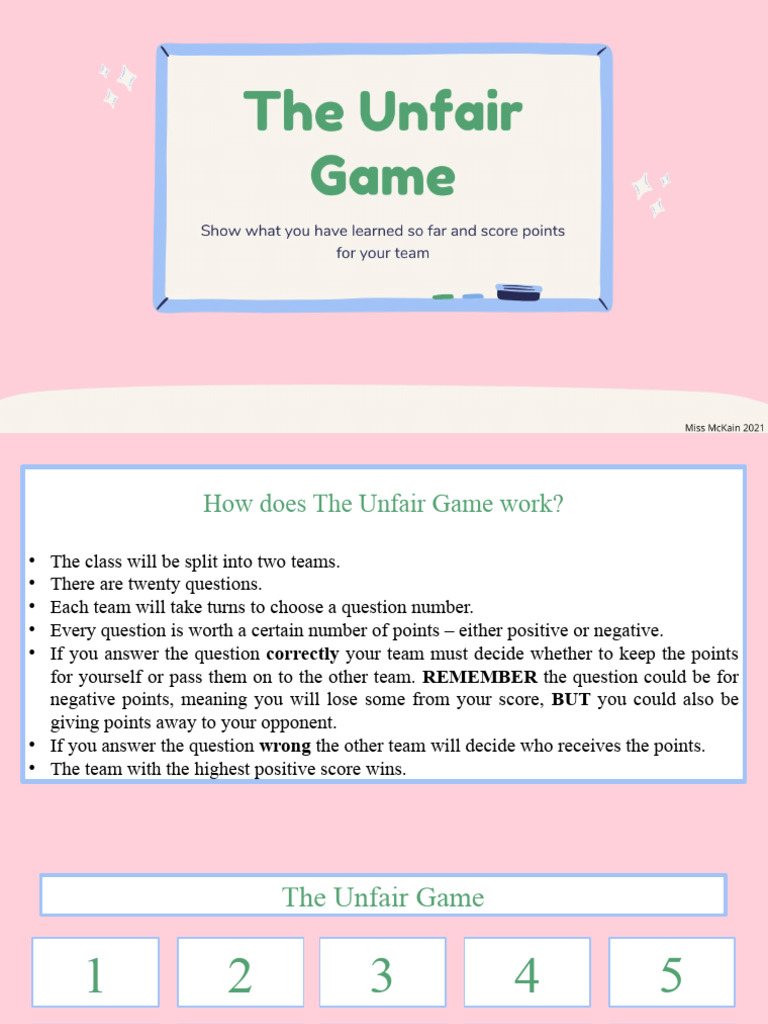 Unfair Game: Rules and Questions | PDF