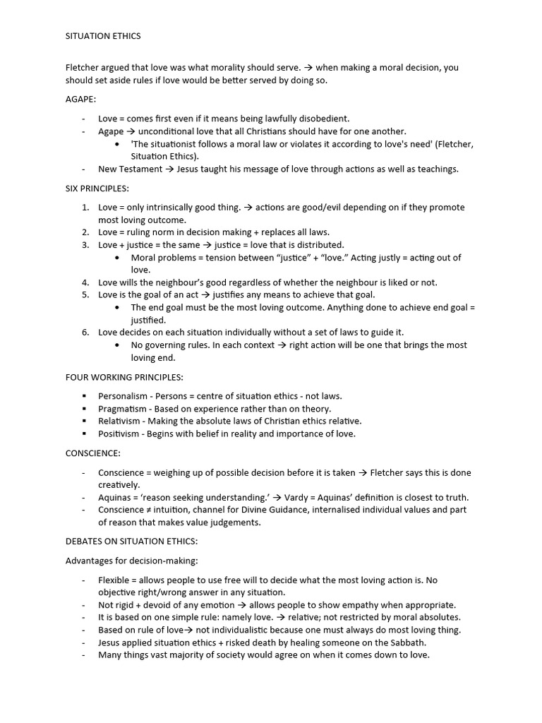 Situation Ethics Summary | PDF | Applied Philosophy