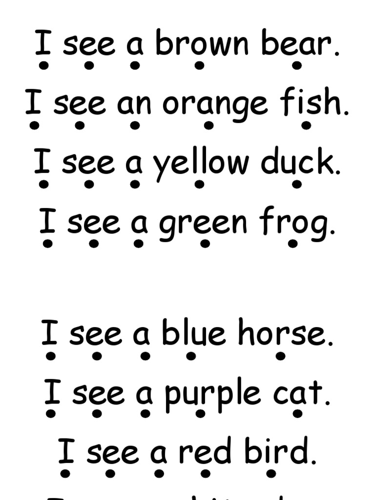 Brown Bear I SEE Pocket Chart Simple Sentences | PDF