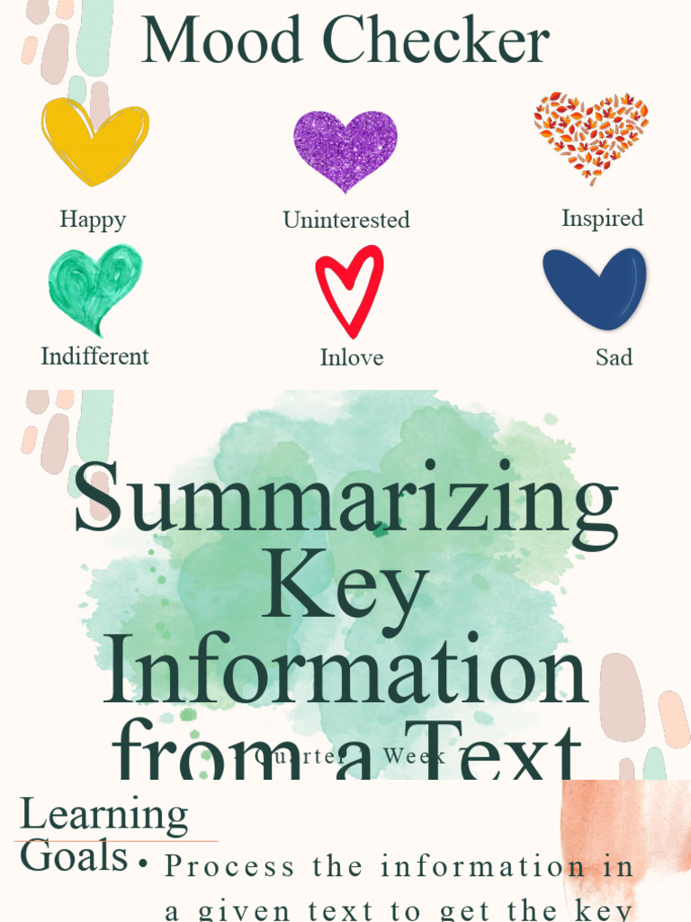 Mood and Summarizing Strategies Guide | PDF | Human Communication ...