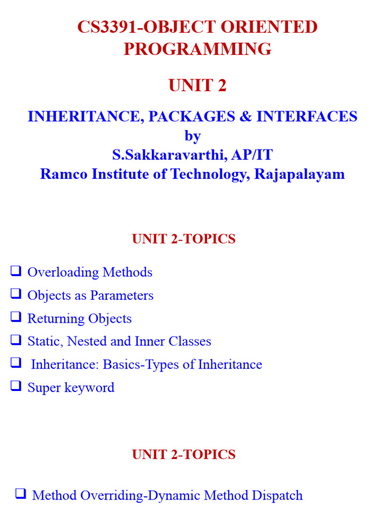 Cs3391 Oops Unit 2 Pdf Method Computer Programming Class Computer Programming 5227