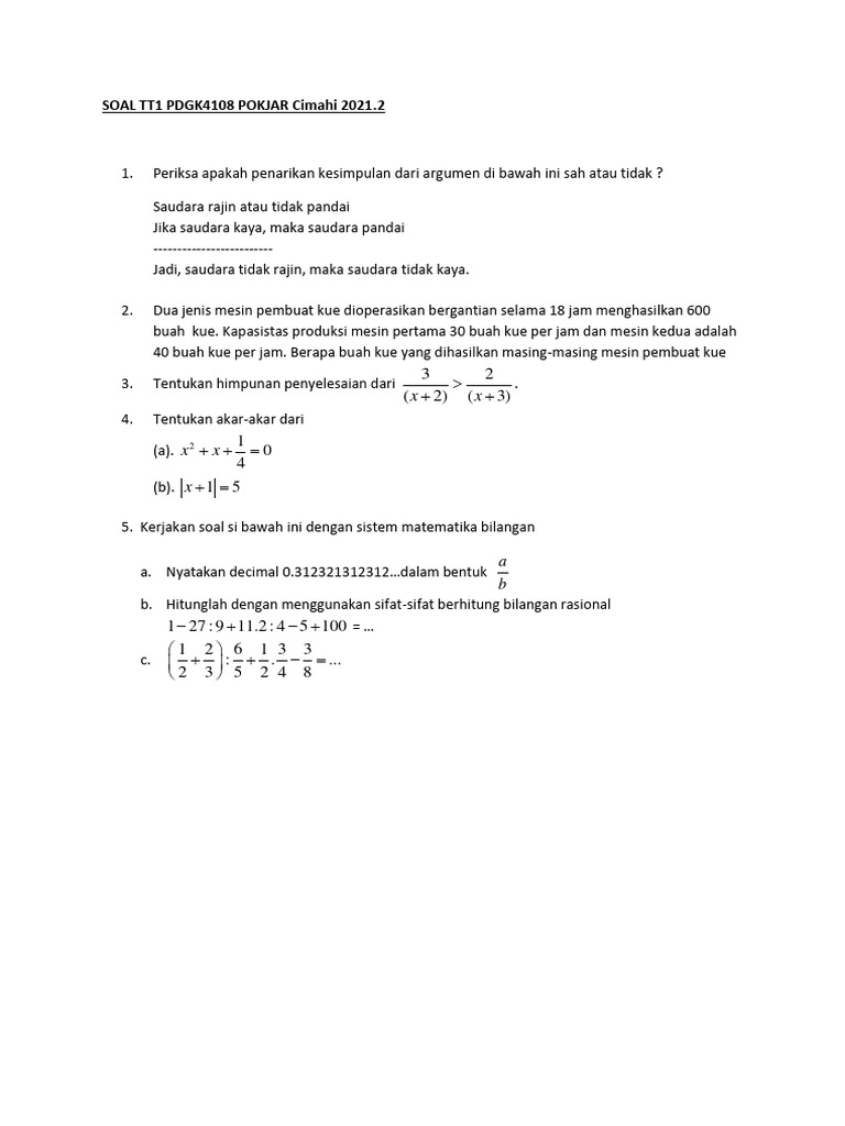 SOAL TT1 PDGK4108 POKJAR Cimahi 2021.2 | PDF