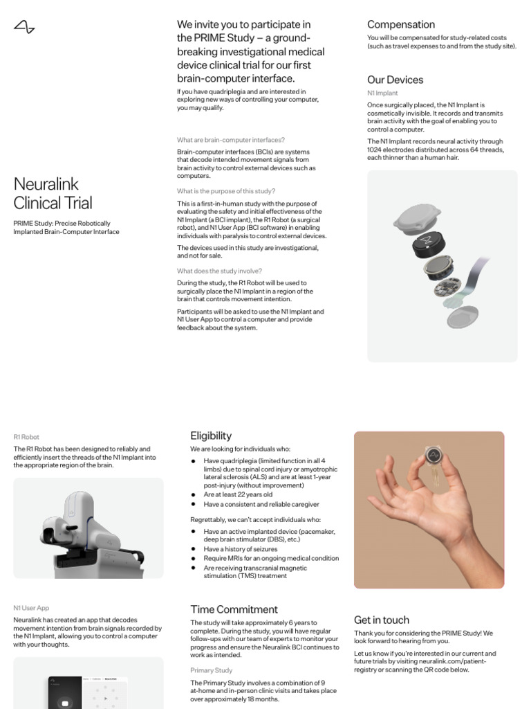 Neuralink PRIME Study Brochure | PDF | Nervous System | Medical Specialties