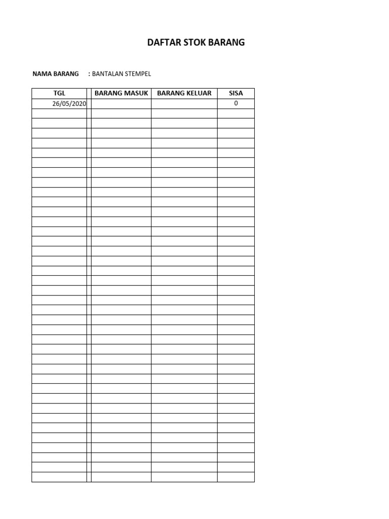 Daftar Stok Barang Mei-Juni 2020 | PDF