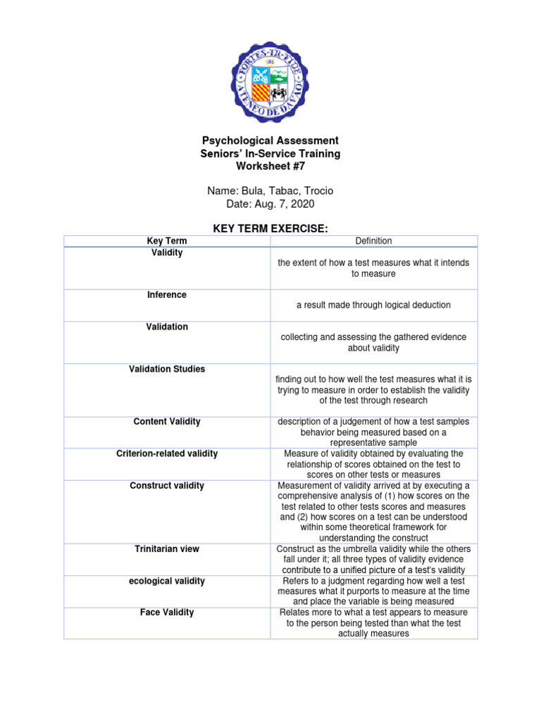 Psychological Assessment HW #7 | PDF | Validity (Statistics) | Factor ... Psychological Assessment HW #7 | PDF | Validity (Statistics) | Factor ...