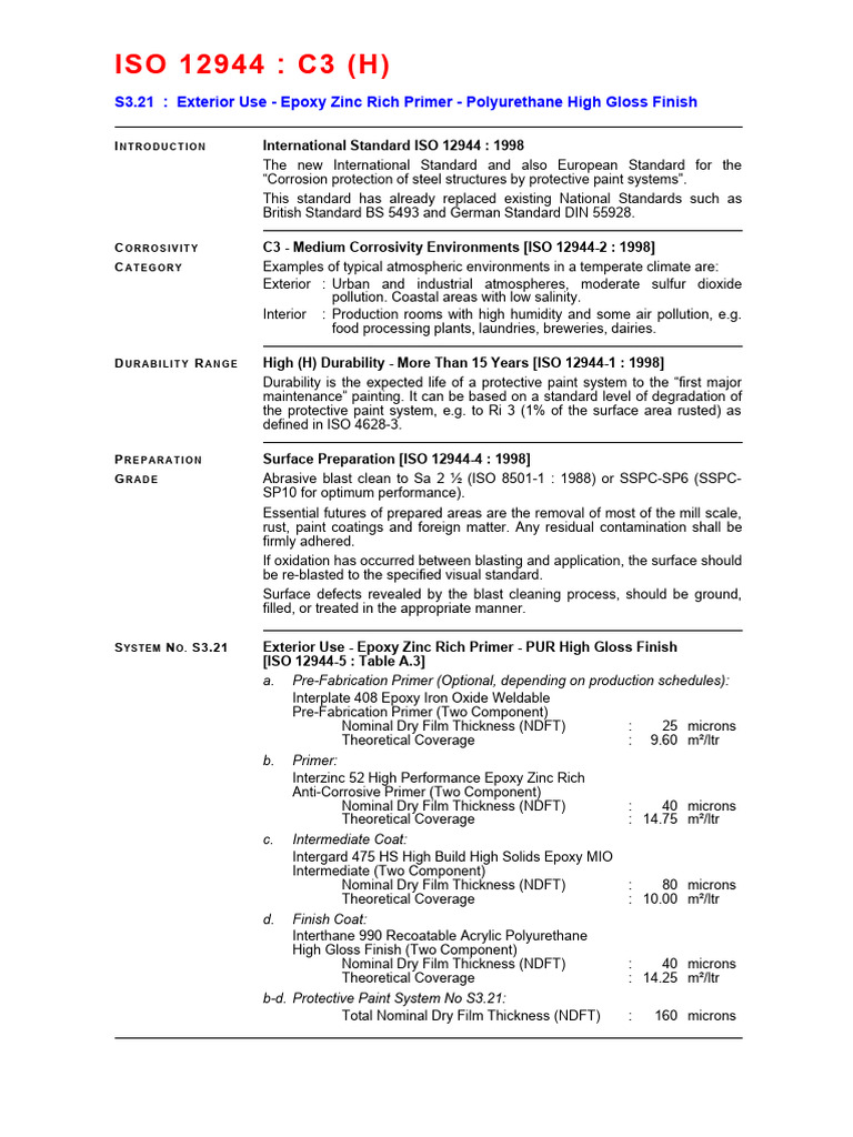 System S3.21 - Epoxy Zinc Rich Primer, 160 Microns | PDF | Corrosion ...