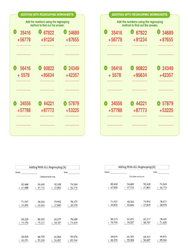 Addition Drills | PDF