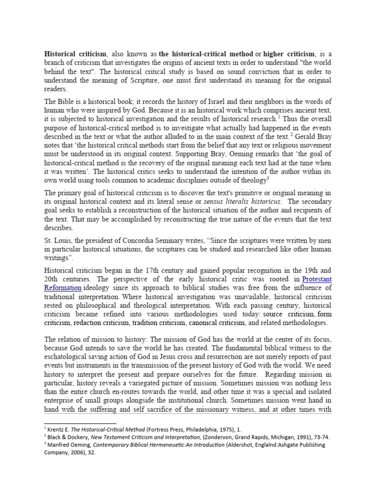 Understanding Historical Criticism in Scripture | PDF | Religious ...