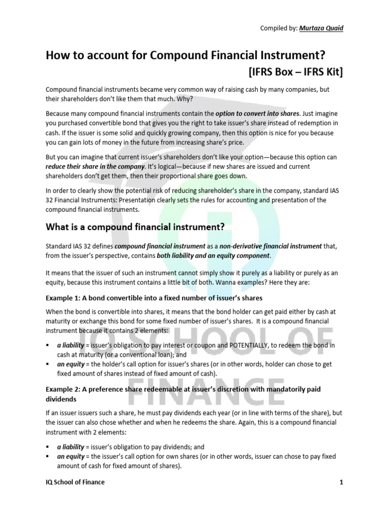IFRS 9 - What Is A Compound Financial Instrument | PDF | Fair Value ...
